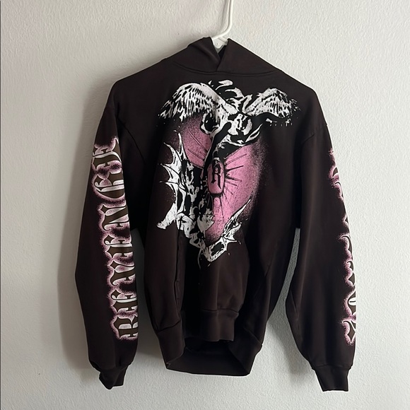 Revenge Clothing | Jackets & Coats | Revenge Brown Hoodie With Pink ...